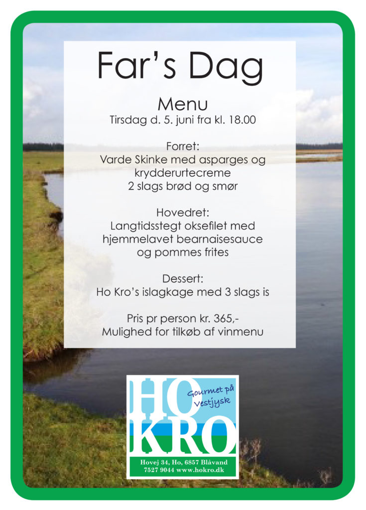 Far’s dag menu – Ho Kro
